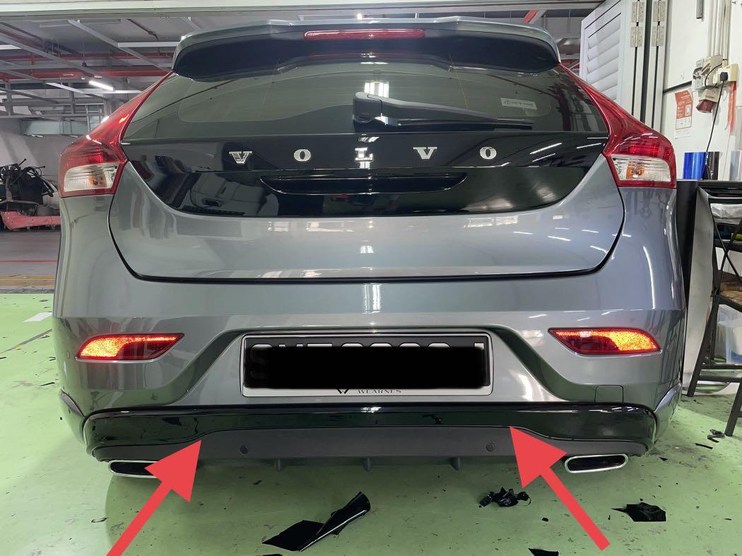 Volvo front grille, rear diffuser, handles, roof & antenna gloss black ...