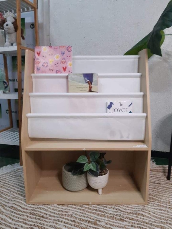 White Book Holder Oak Look, Furniture & Home Living, Furniture, Shelves ...