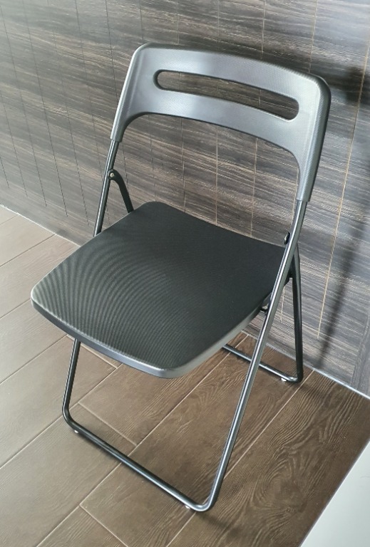 4 IKEA folding chairs, black, Furniture & Home Living, Furniture ...