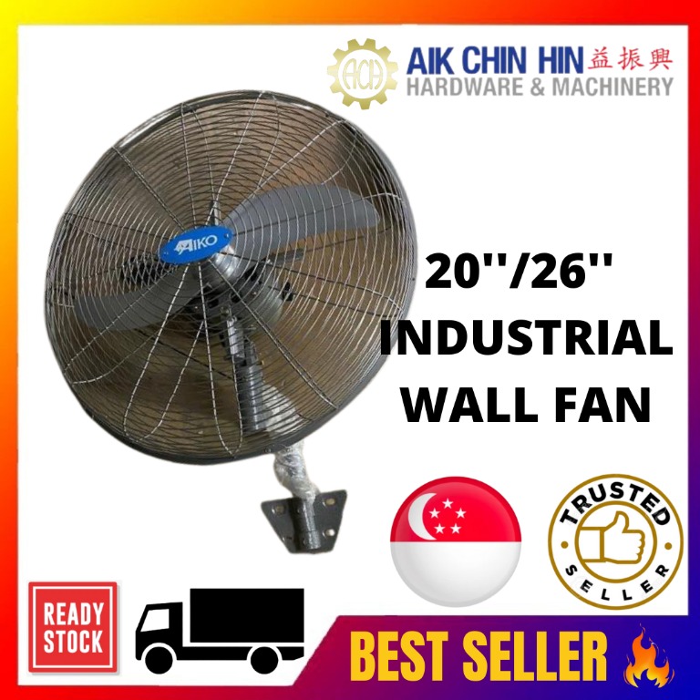 Aiko Industrial Wall Fan | Size : 20" and 26", Furniture & Home Living ...