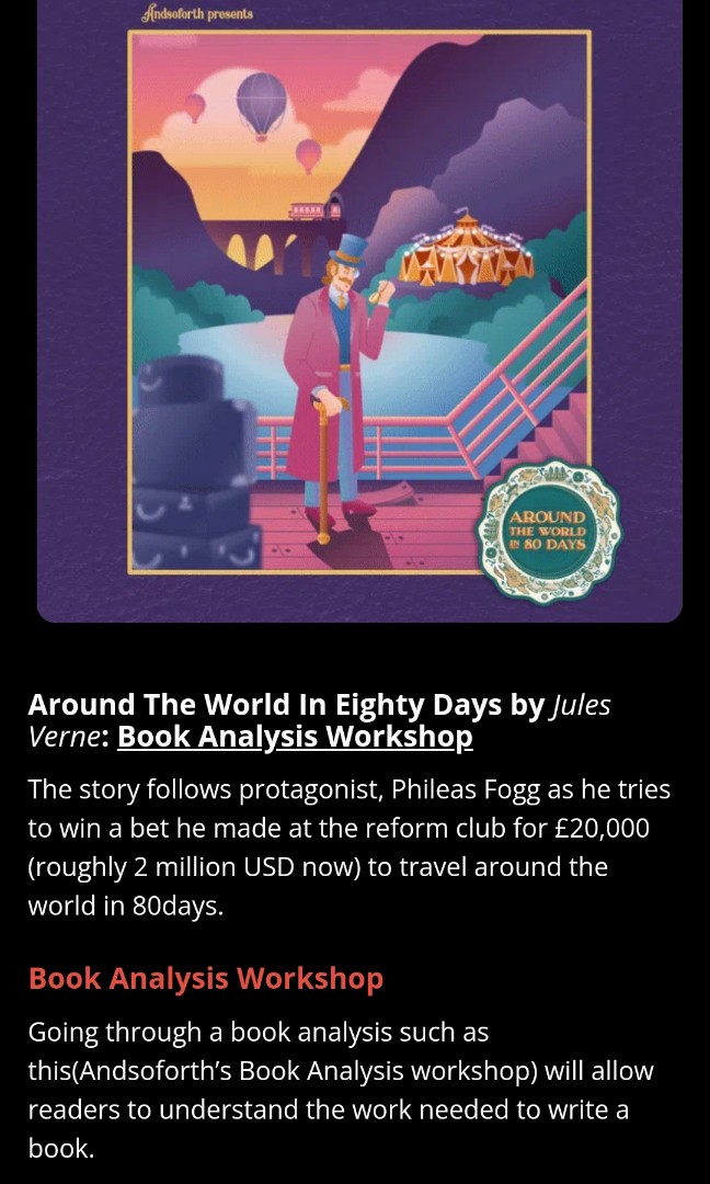 Andsoforth Around the world in 80 days- Book Analysis Workshop plus ...