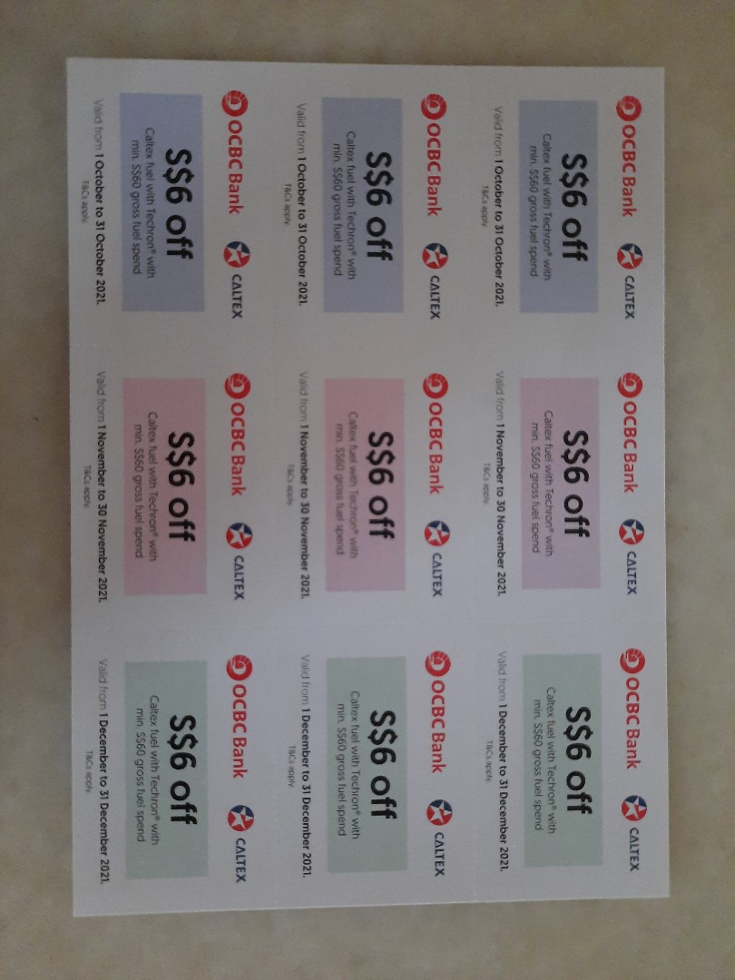 Caltex discount coupon, Tickets & Vouchers, Vouchers on Carousell