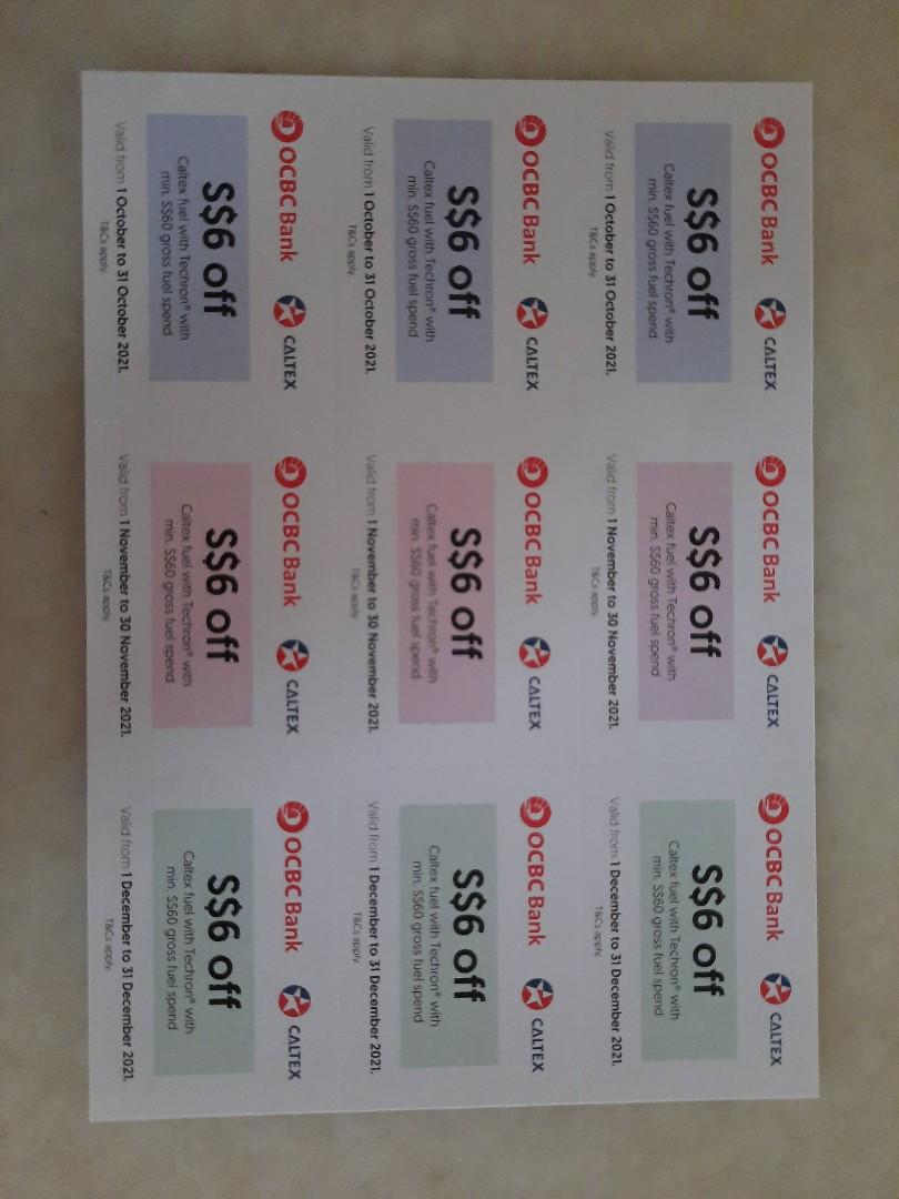 Caltex discount coupon, Tickets & Vouchers, Vouchers on Carousell