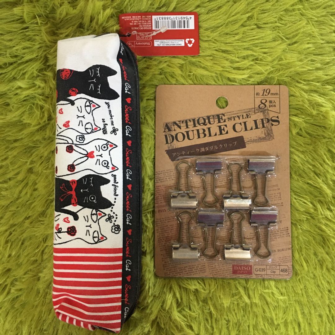 Daiso japan pencil case & paper clip set, Hobbies & Toys, Stationary ...