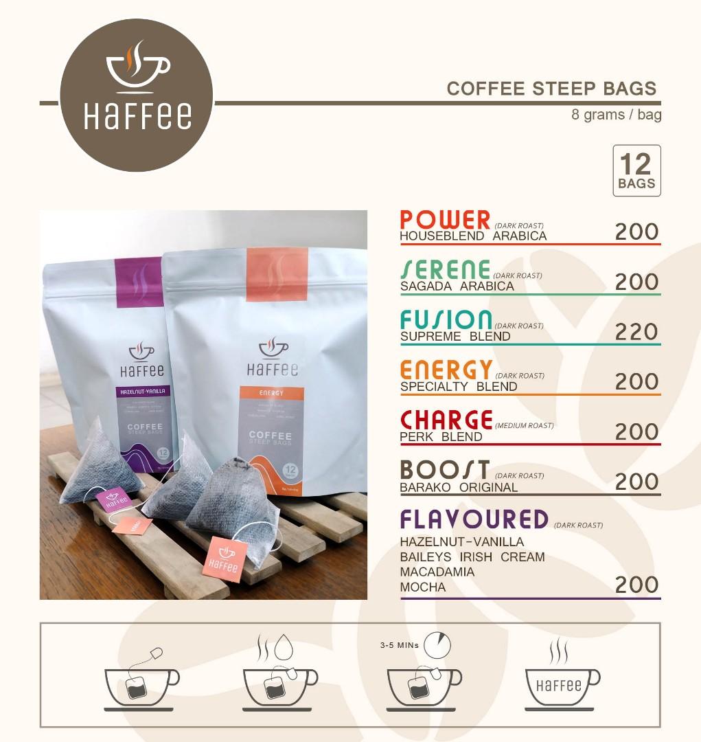Haffee Coffee Steep Bags Coffee Bags, Food & Drinks, Beverages on Carousell