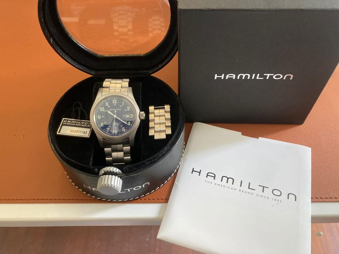 Hamilton Khaki Field Blue Dial (Quartz) on brushed steel bracelet ...