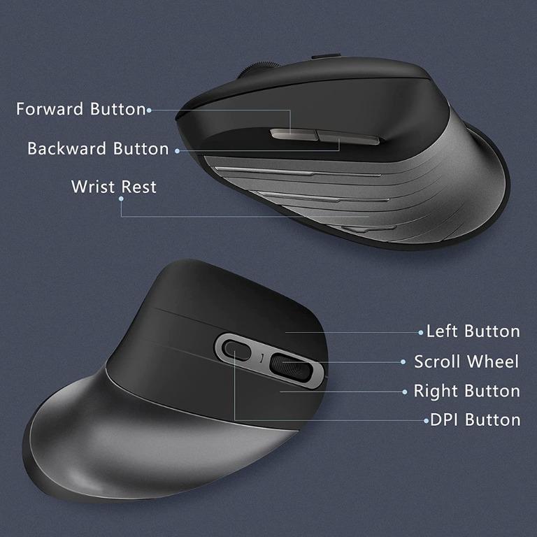 Jelly Comb MV056 2.4Ghz Wireless BT4.0 Ergonomic Vertical Mouse ...