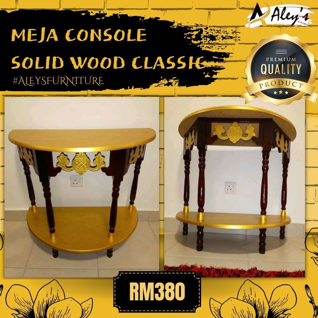 MEJA CONSOLE SOLID WOOD CLASSIC, Furniture & Home Living, Furniture, TV ...