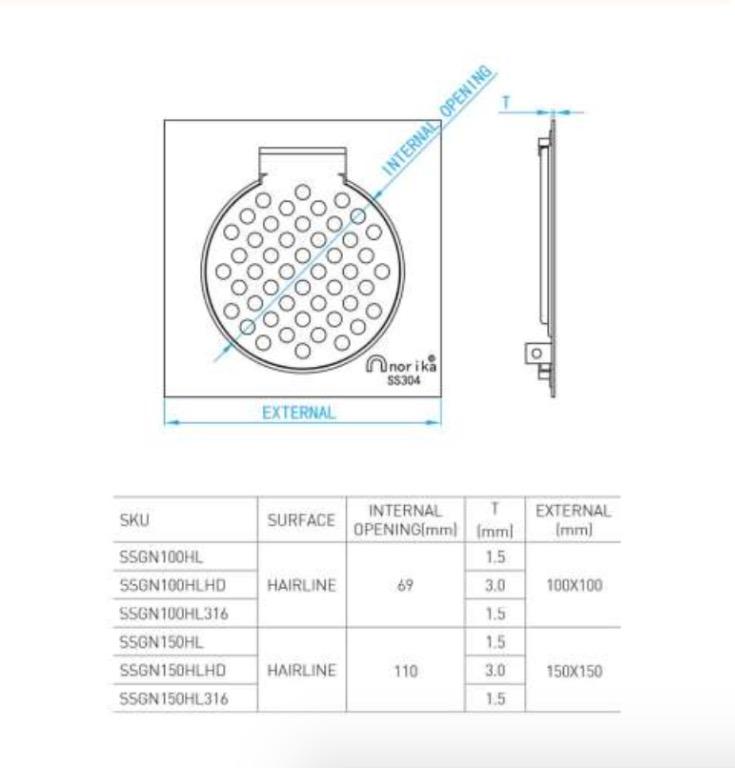 NORIKA® Stainless Steel 304 Bathroom Floor Trap Cover Square Grating ... NORIKA® Stainless Steel 304 Bathroom Floor Trap Cover Square Grating ...