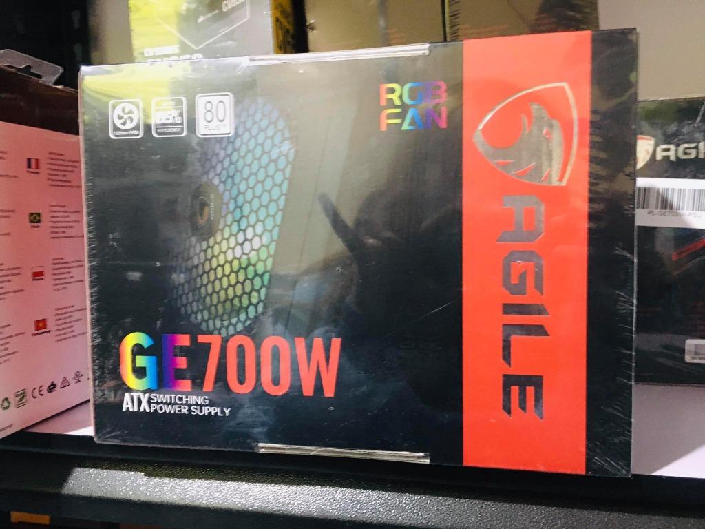 Powerlogic GE-700 700W ATX Switching Power Supply Up to 85% Efficiency RGB Fan PSU, Computers ...