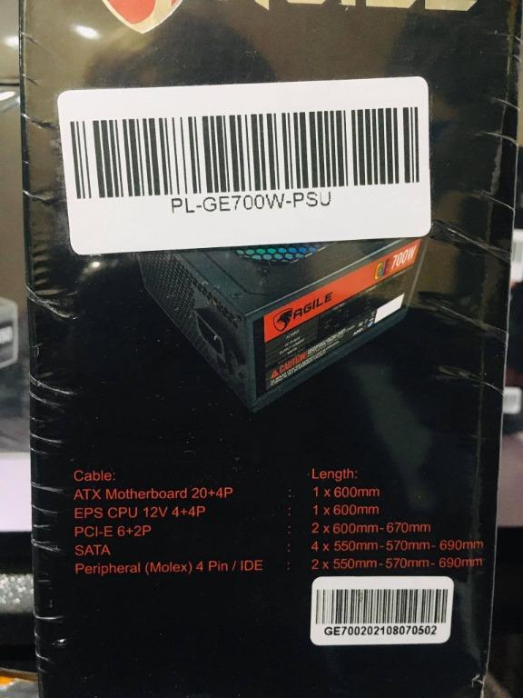 Powerlogic GE-700 700W ATX Switching Power Supply Up to 85% Efficiency ...