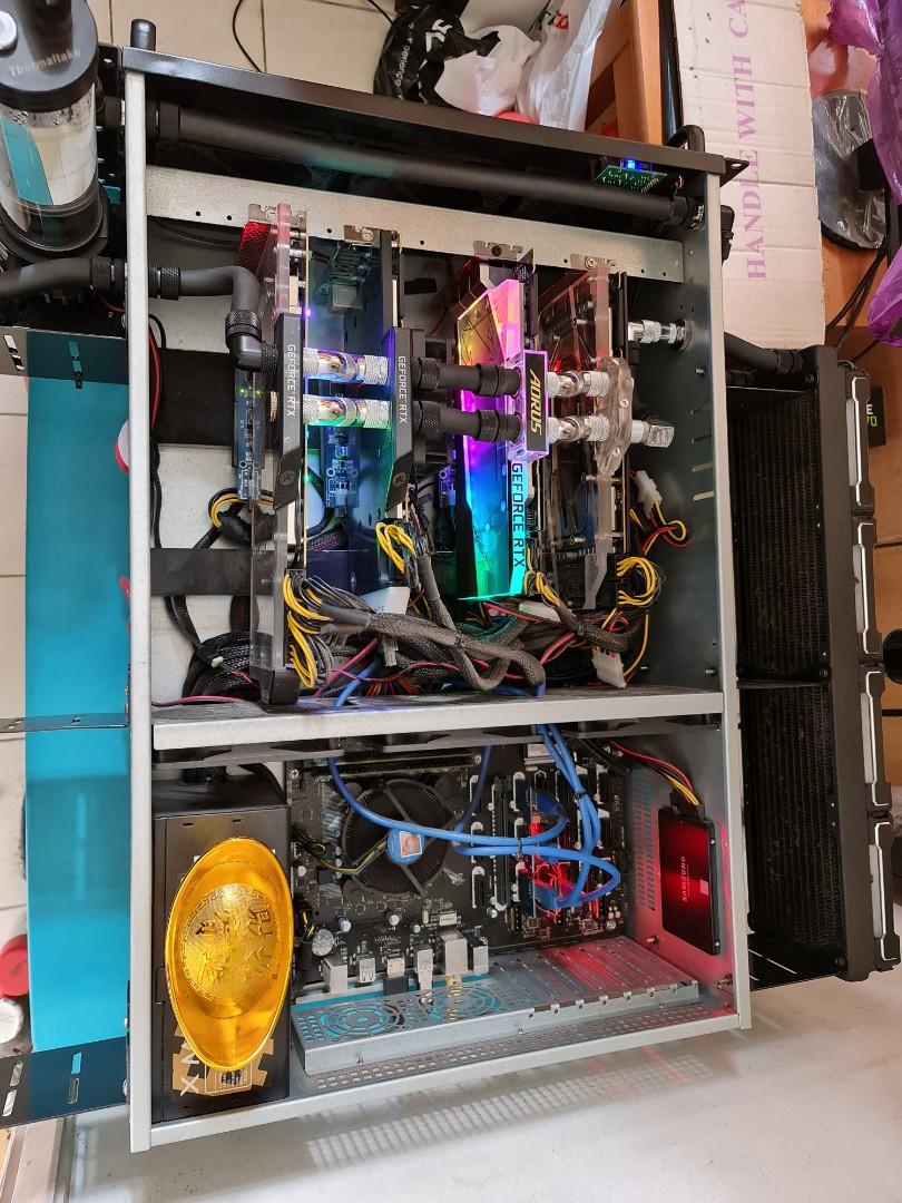 RTX 3090 , 3080FHR custom waterloop mining rig, Computers & Tech ...