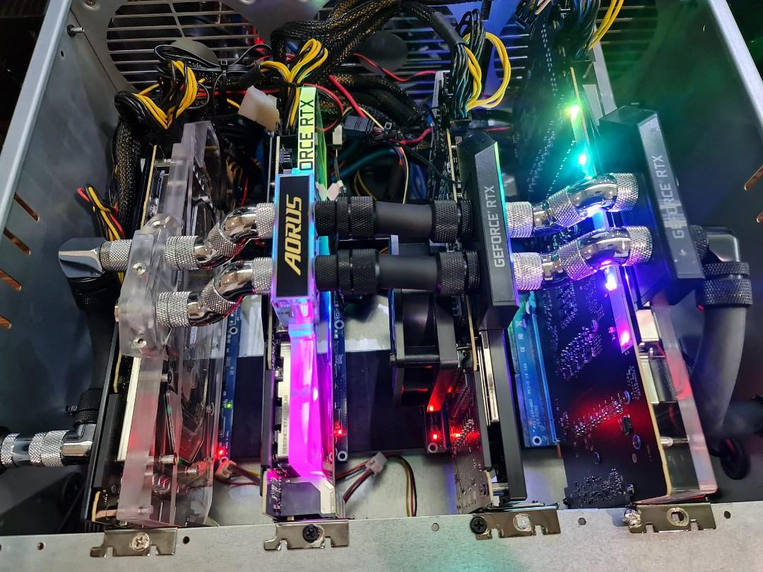 RTX 3090 , 3080FHR custom waterloop mining rig, Computers & Tech ...