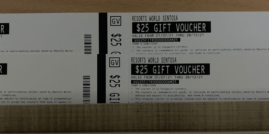 RWS Vouchers (4x$25), Tickets & Vouchers, Vouchers on Carousell