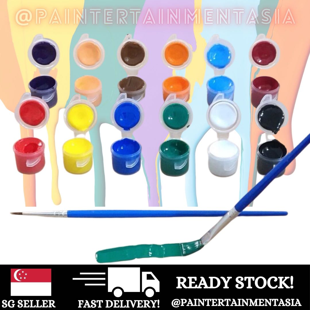 Set of 12 mini acrylic paint with brush set | Kids Acrylic Paint | Mini ...