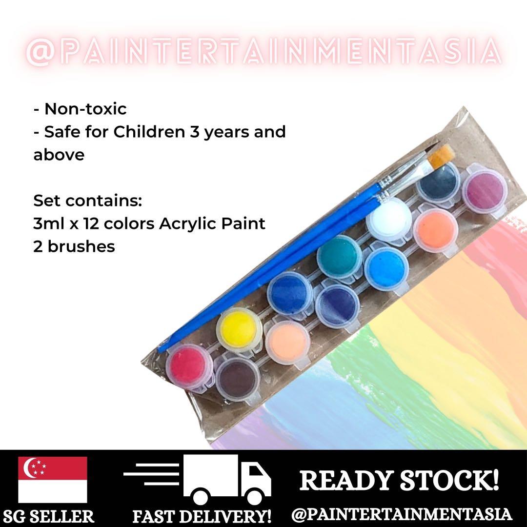 Set of 12 mini acrylic paint with brush set | Kids Acrylic Paint | Mini ...