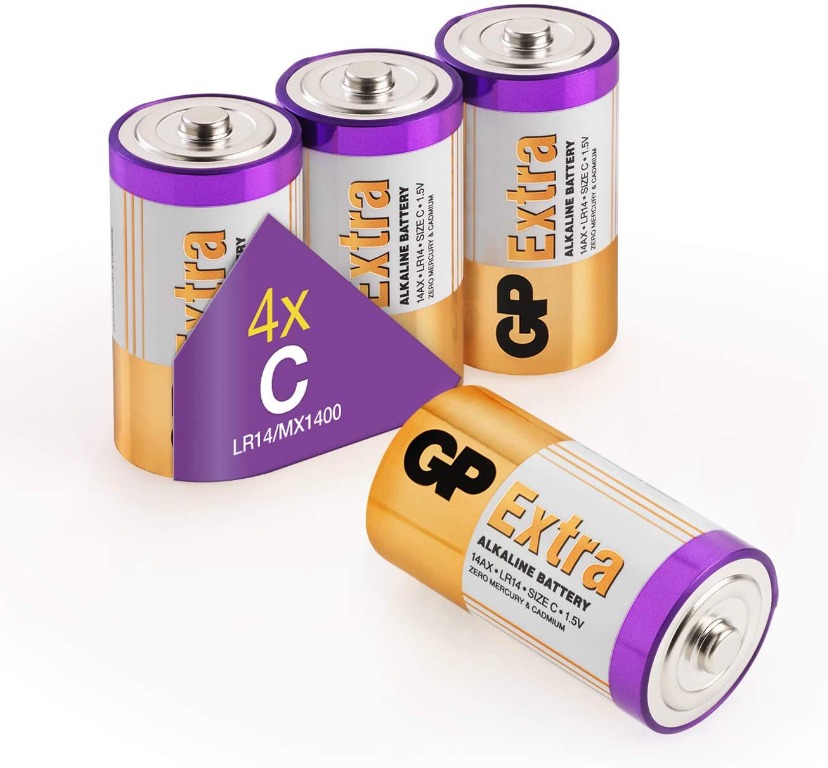 Size/Type C Batteries Pack of 4 LR14 batteries 1.5V by GP Batteries ...