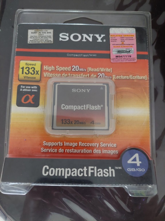 Sony 4GB 133x CompactFlash Card, Photography, Photography Accessories ...
