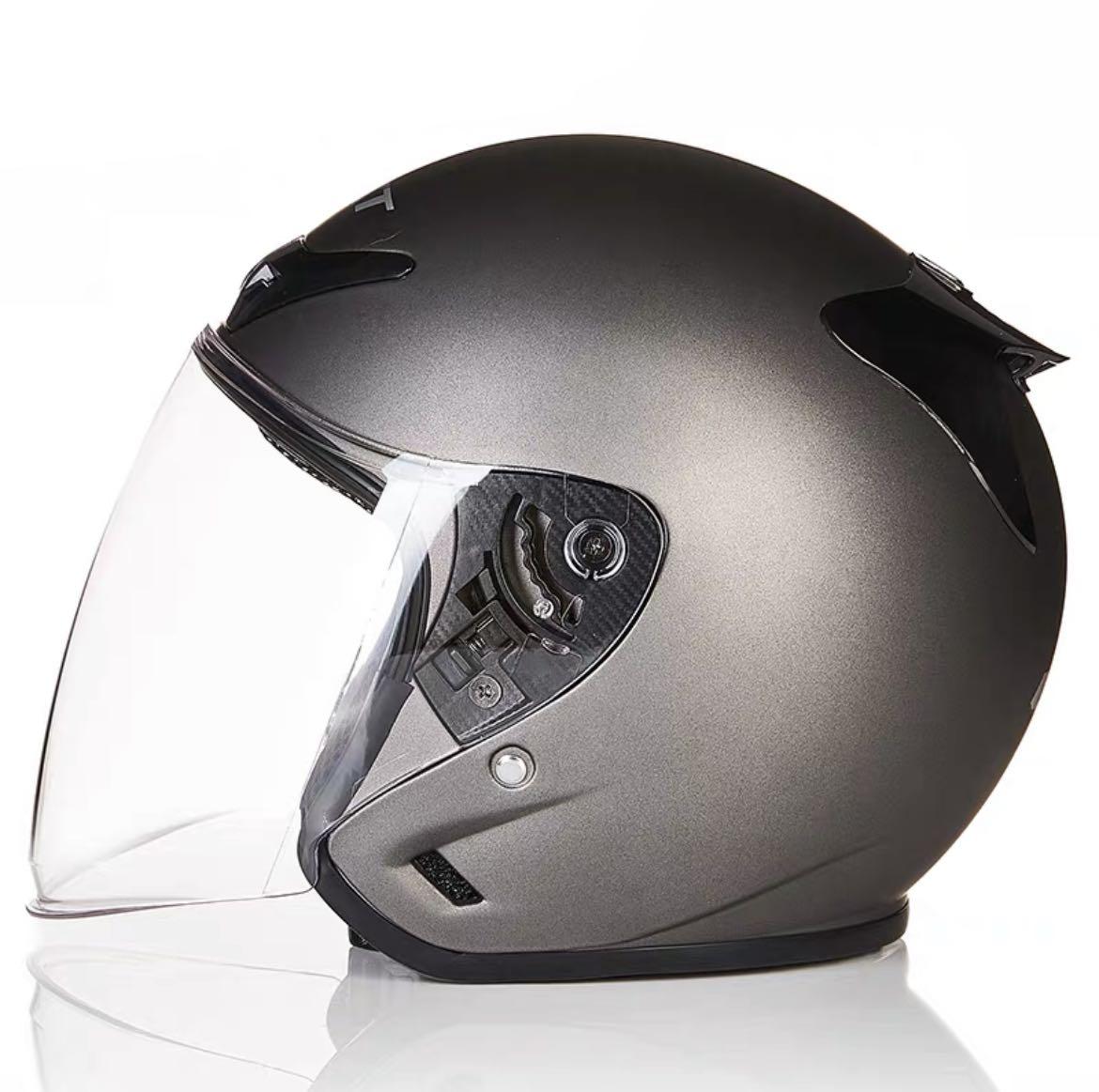 Steel Grey Motorcycle Helmet Open Face Bike Motorbike Bike Visor ...