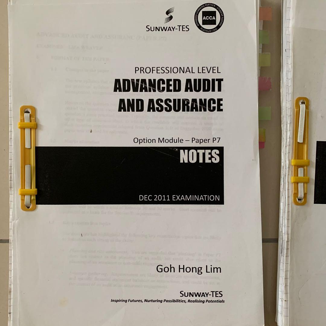 ACCA Paper P7 Advanced Audit And Assurance Course Material / Notes ...