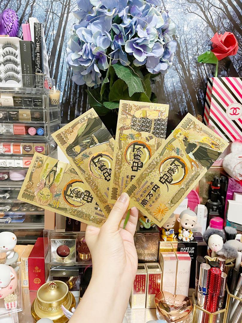 Anime Demon Slayer Hashira Gold Plated Foil Bank Notes Collectibles Set ...