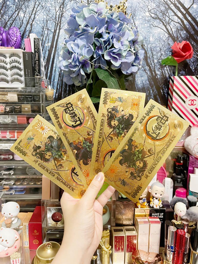 Anime Demon Slayer Hashira Gold Plated Foil Bank Notes Collectibles Set ...