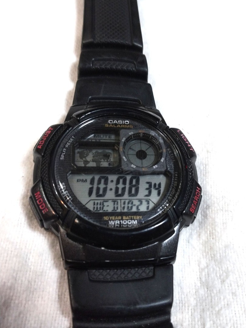 Casio world time, All function,with light, working condition., 男裝, 手錶及 ...