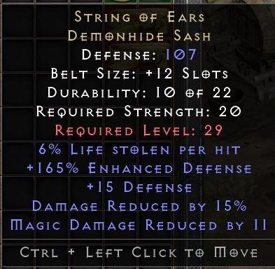 D2R Strings Of Ears Demonhide Sash, Video Gaming, Gaming Accessories, In-Game Products on Carousell