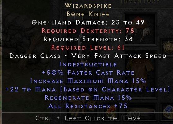 D2R Wizardspike Bone Knife, Video Gaming, Gaming Accessories, In-Game ...