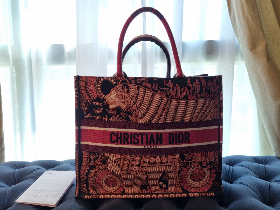Dior Book Tote Large - Tiger Fuschia and Blue Embroidery, Luxury, Bags ...