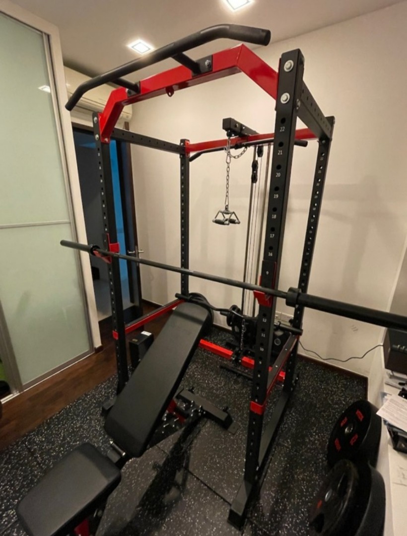 Home Gym Set (Full Rack, Black Oxidised Barbell, Weight Plates and ...