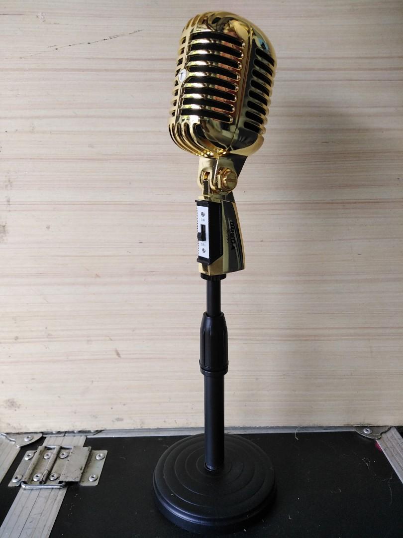 Gold Retro mic classic mic Elvis mic, Audio, Microphones on Carousell