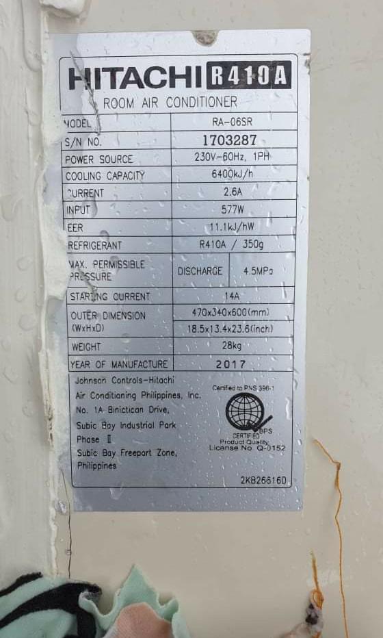 Hitachi 0.6hp Window type aircon, TV & Home Appliances, Air ...