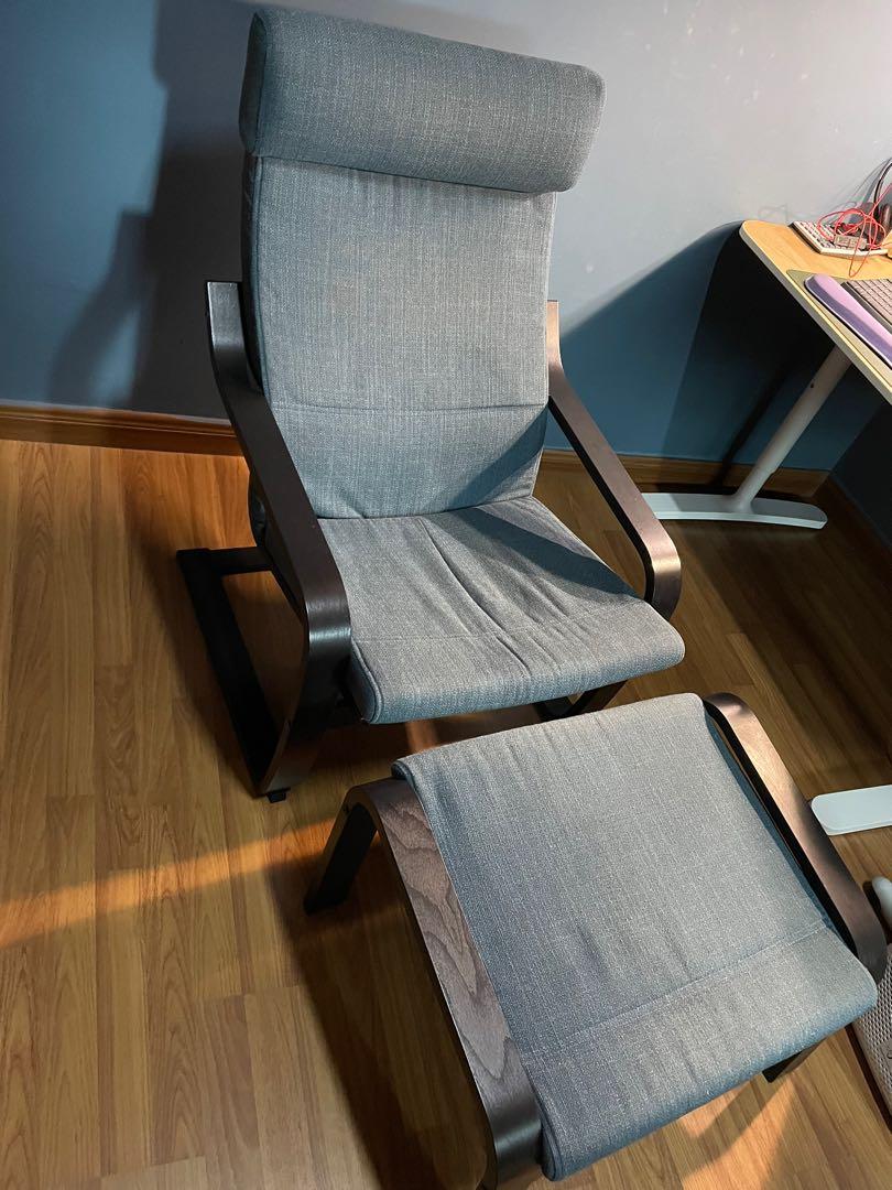 IKEA POANG Armchair and Footstool, Furniture & Home Living, Furniture ...