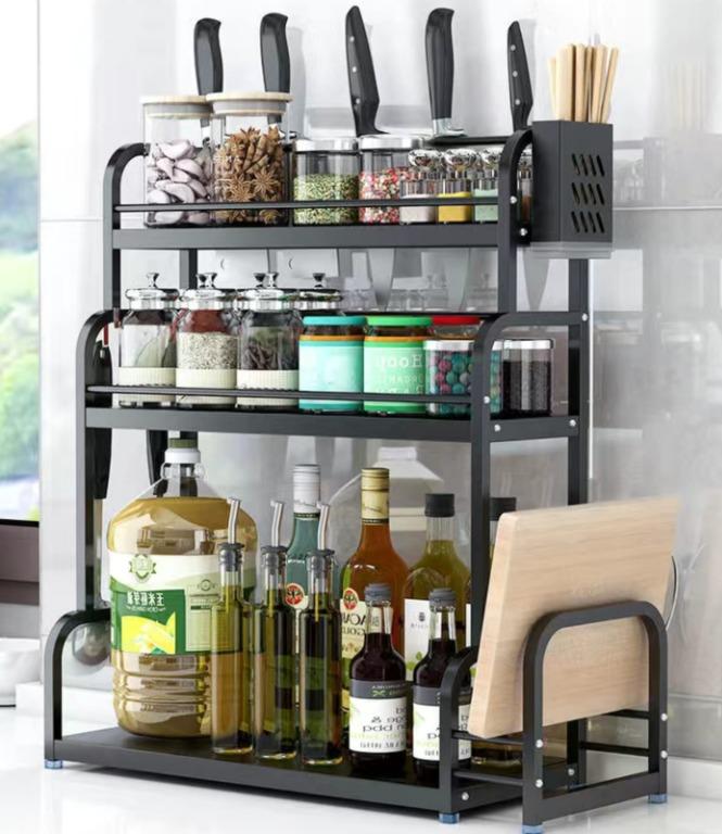 Kitchen Rack Utensils Knives Condiments Top Storage Organiser ...