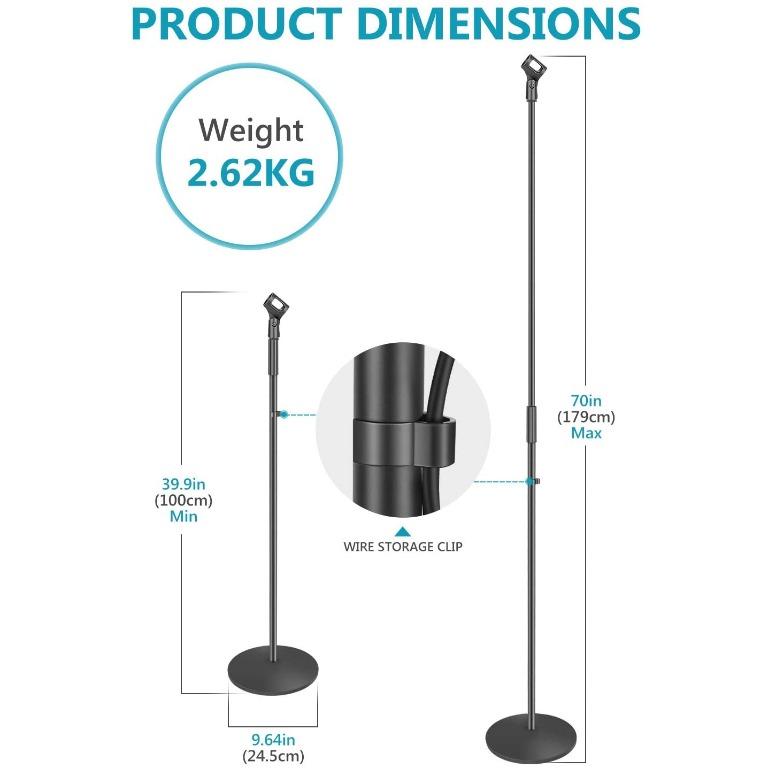 實體店鋪 Compact Base Microphone Floor Stand with Mic Holder Adjustable ...
