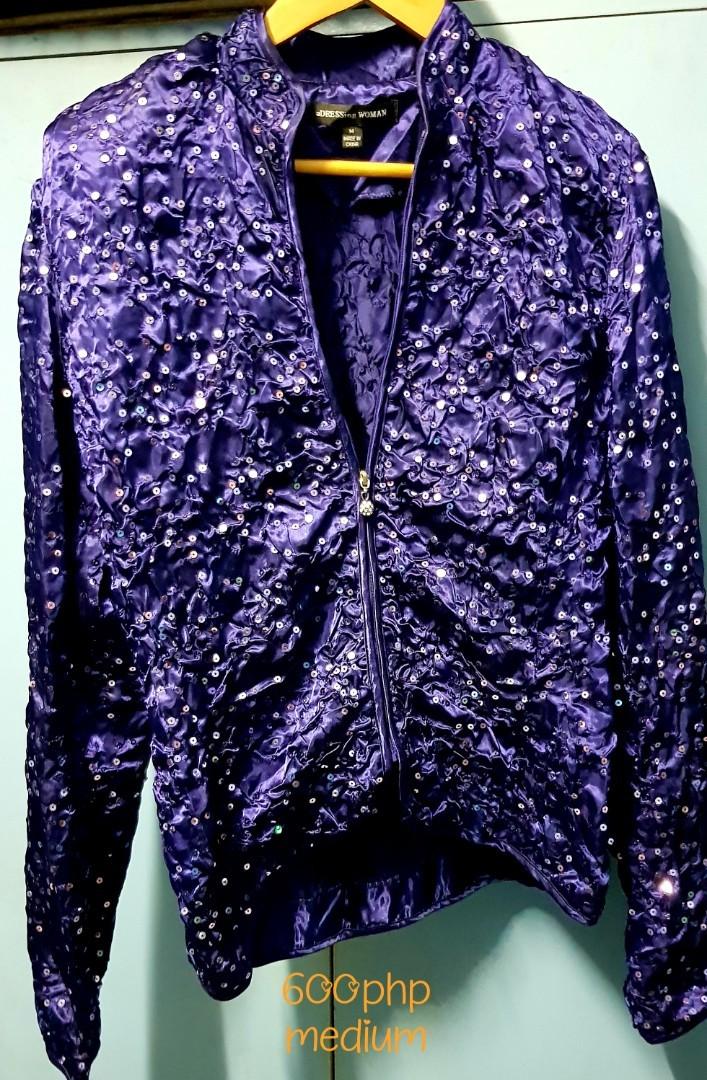 Purple Glittery Jacket, Women's Fashion, Coats, Jackets and Outerwear ...