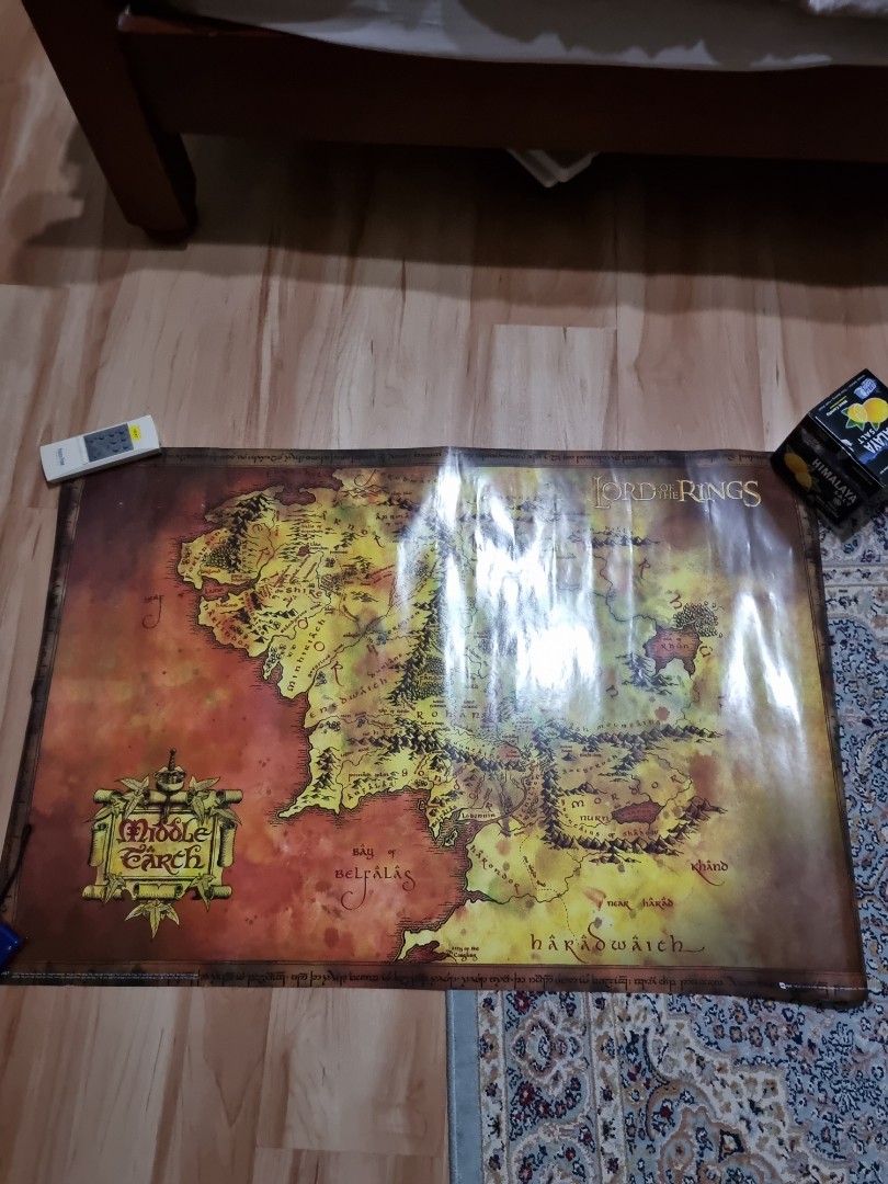 Rare Original Lord of the Rings Map of Middle Earth Coloured Poster ...