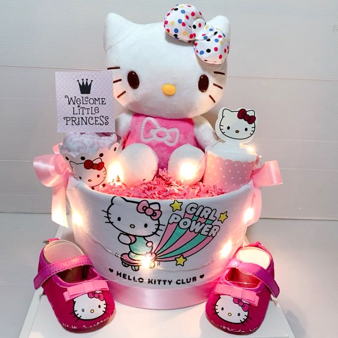 Hello Kitty Diaper Cake, Babies & Kids, Bathing & Changing, Diapers ...