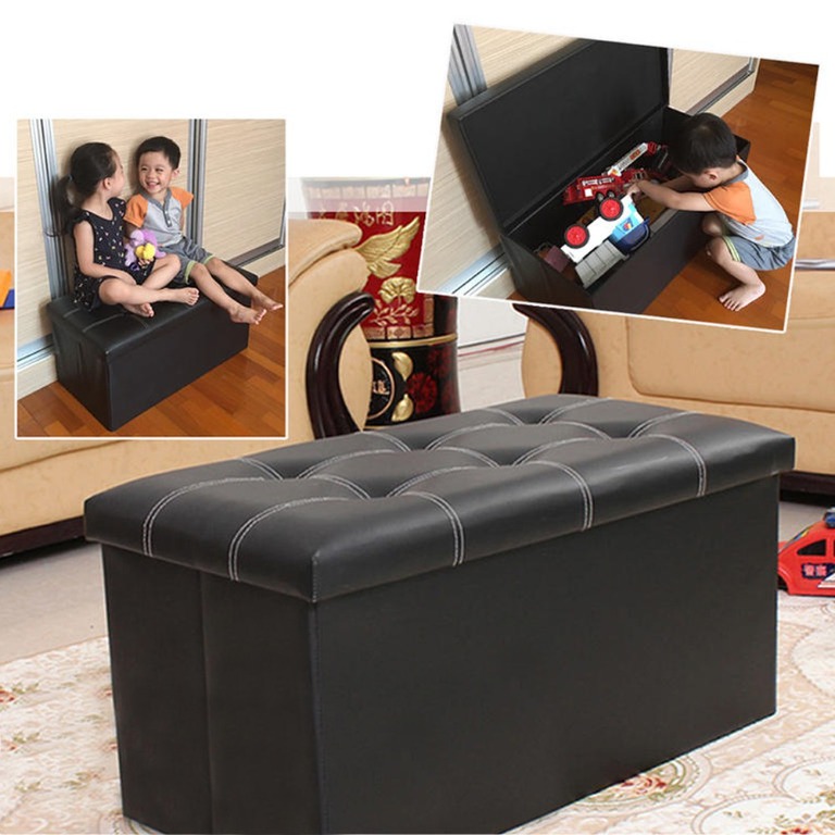 Rectangular storage stool sit adult sofa folding storage chair box ...