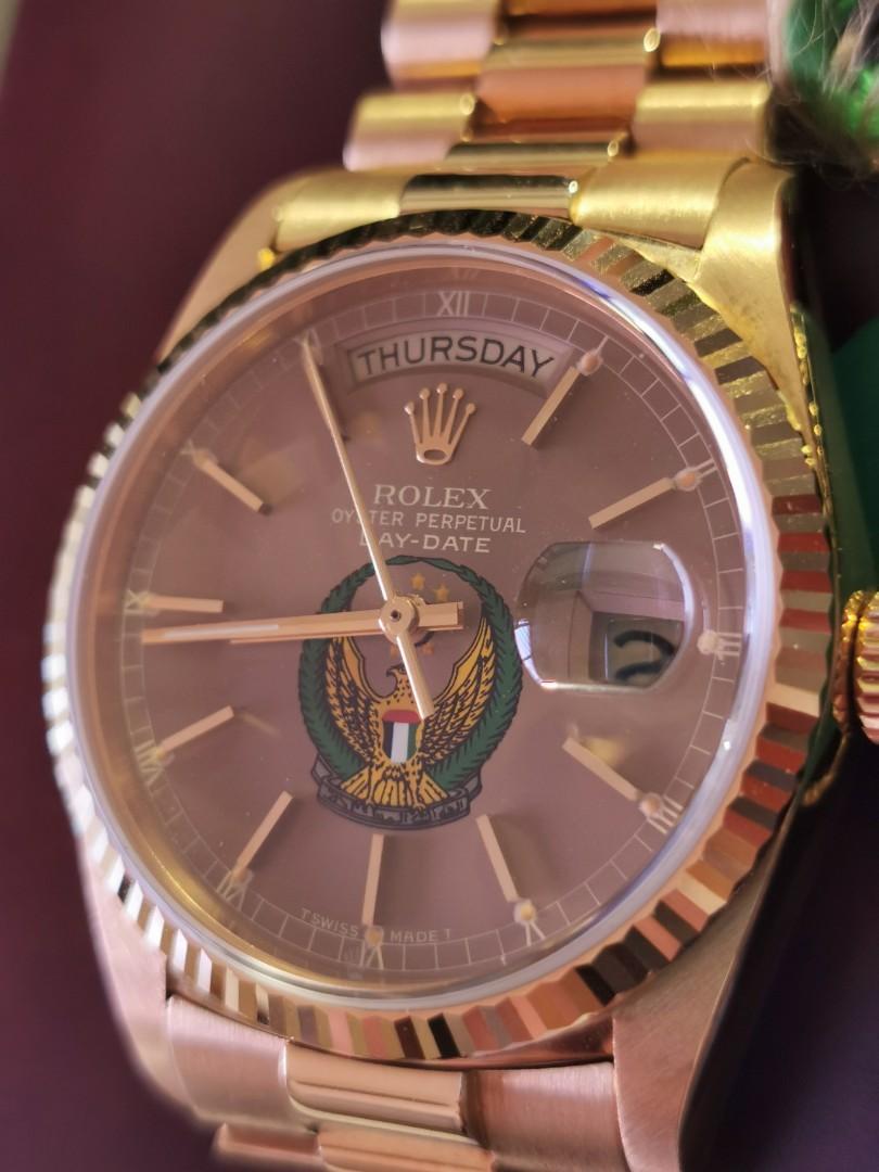 Rolex Day Date UAE Quraishi Hawk Emblem "Candle Light" Index 18038 ...
