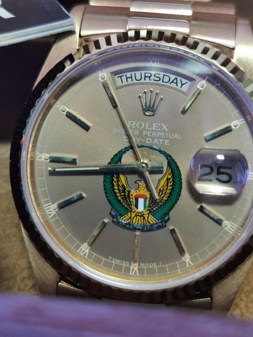 Rolex Day Date UAE Quraishi Hawk Emblem "Candle Light" Index 18038 ...