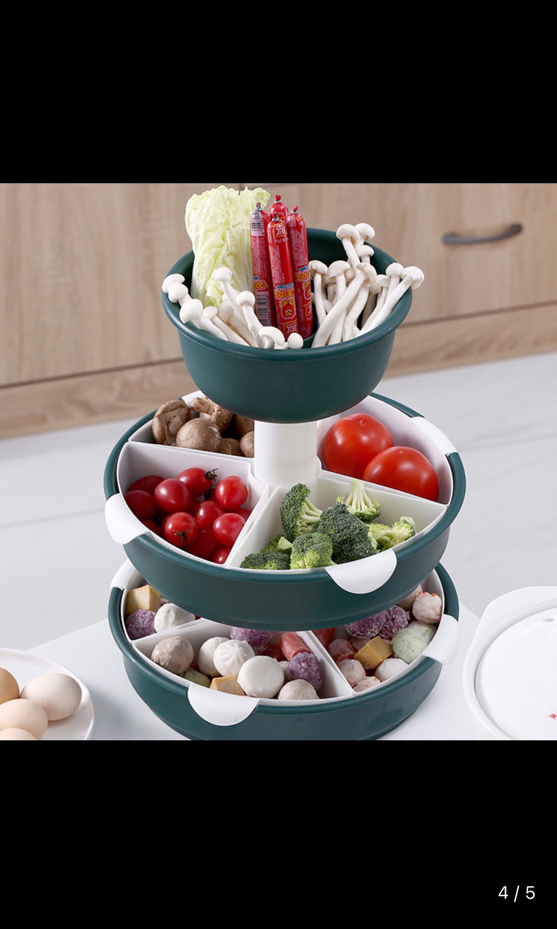 Rotating hot pot steamboat 3 layer food tray tower, Furniture & Home ...