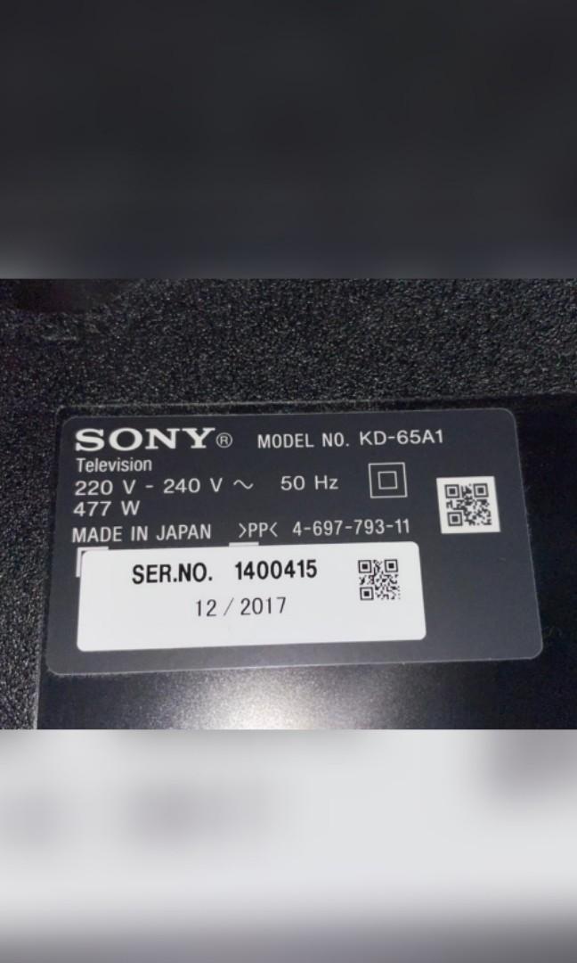 Sony KD-65A1 OLED 4K smart TV television 65”吋新力有機發光二極體數碼智能電視, 家庭電器, 電視 ...