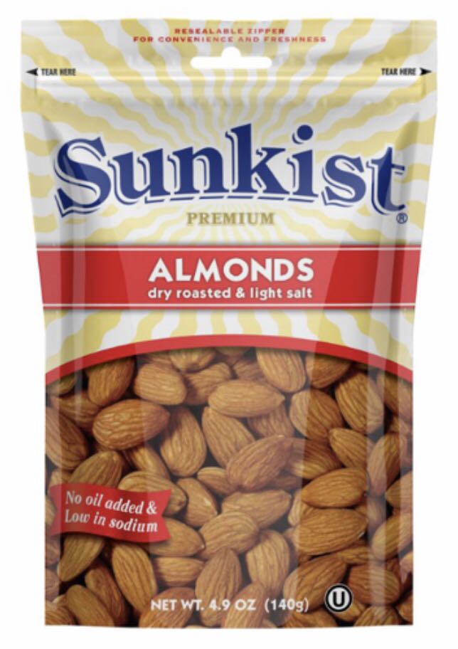 Sunkist Almonds Dry Roasted & Light Salt 140g, Food & Drinks, Packaged ...