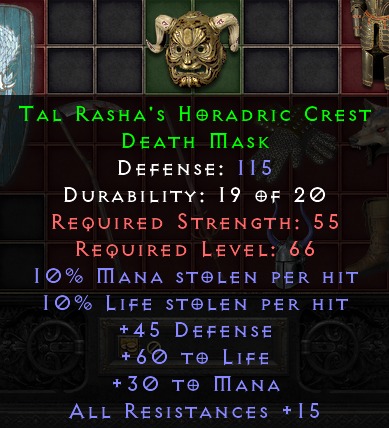 Diablo 2 Resurrected Tal Rasha's Horadric Crest (Mask), Video Gaming ...