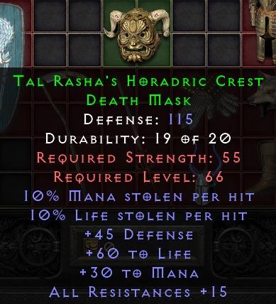 Diablo 2 Resurrected Tal Rasha's Horadric Crest (Mask), Video Gaming ...