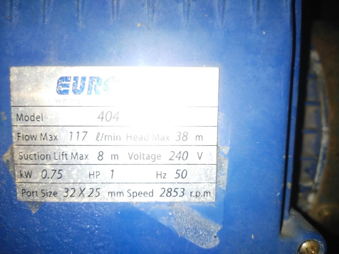 Water pump Euroflo, TV & Home Appliances, Water Heater & Instant ...