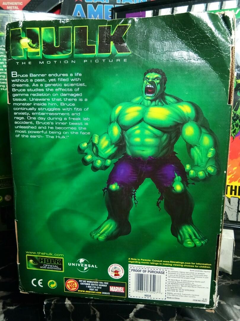 2003 Toybiz The Incredible Hulk The Movie Poseable Hulk 13" Inch Tall ...