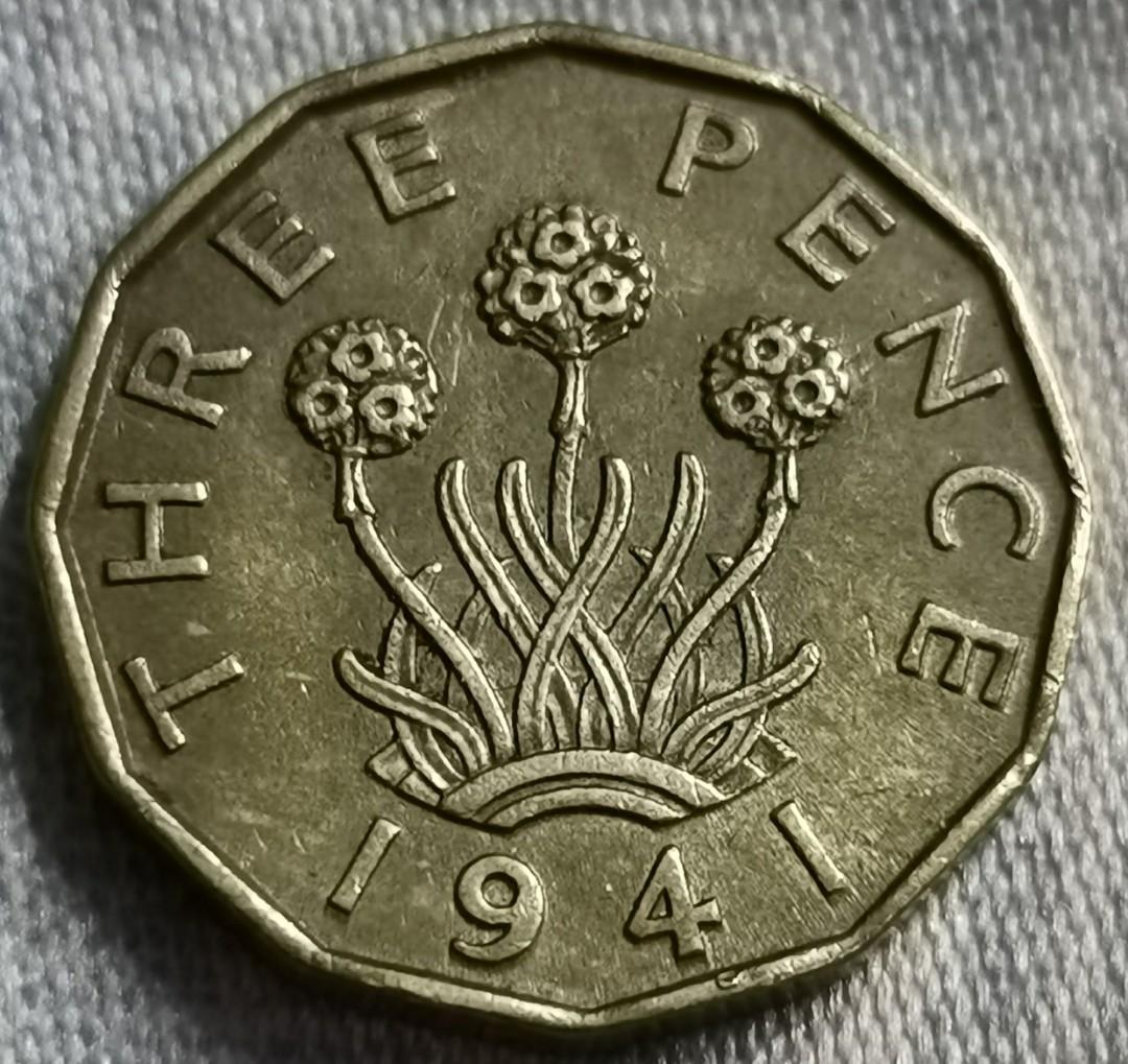 C60- 1941 Britain 3 Pence Coin 21.8mm X 2.6mm Thick, Hobbies & Toys ...